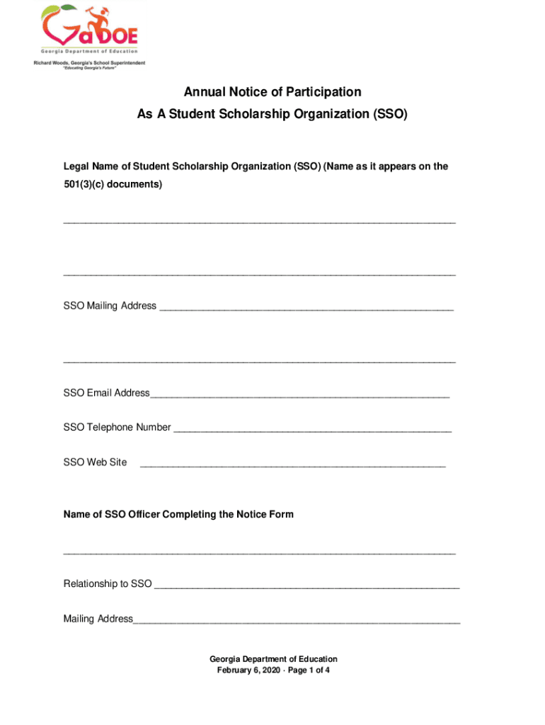 Fillable Online Submitting a Student Scholarship Organization (SSO ...