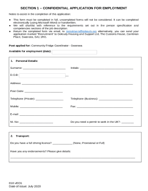 HR010 Job Application Doc Template | pdfFiller