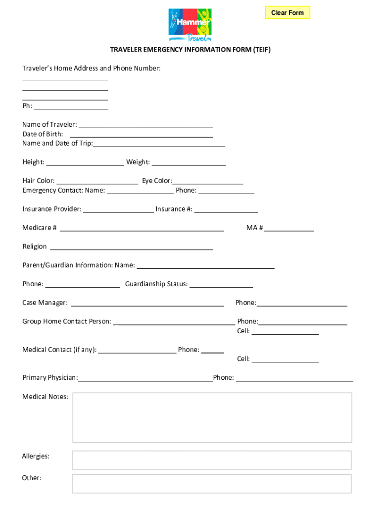 Fillable Online 8 TRAVELER-EMERGENCY-INFORMATION-FORM Fax Email Print ...