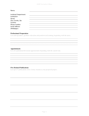 Fillable Online CV Template - ICDP Fax Email Print - pdfFiller