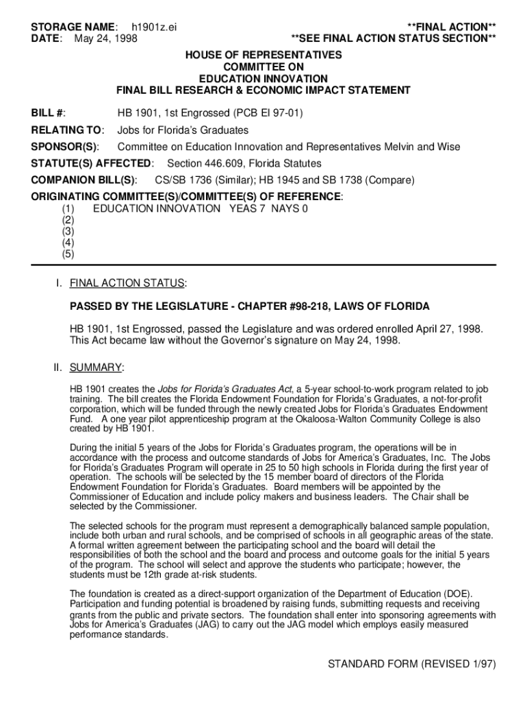 Fillable Online STANDARD FORM (REVISED 1/97) STORAGE NAME: h1901z.ei ...