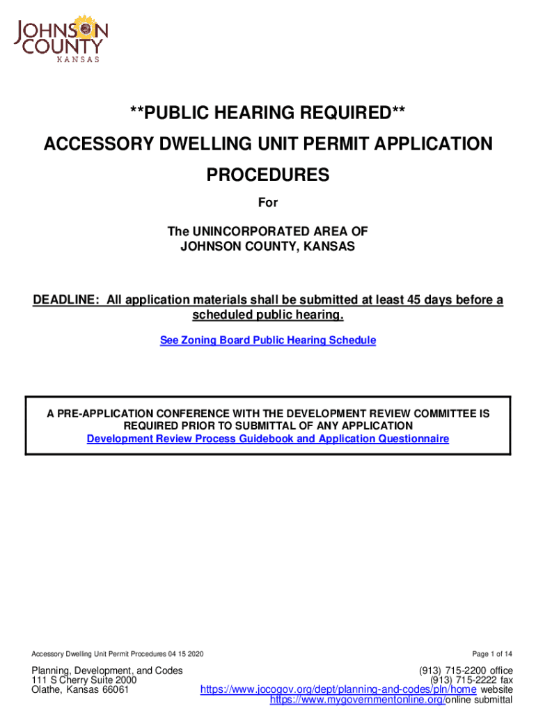 Fillable Online ADU Permit- Application Form - Public Hearing Revised ...