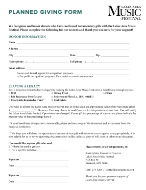 Fillable Online Donor Recognition Society or Legacy Society: The Basics Fax Email Print - pdfFiller