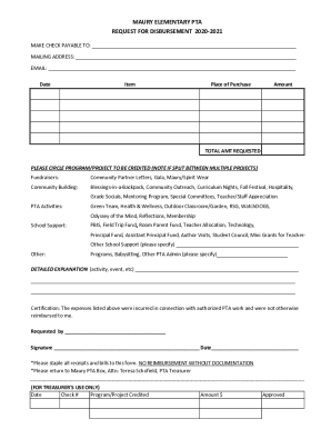 Fillable Online Disbursement Form 2020-2021.xls Fax Email Print - pdfFiller
