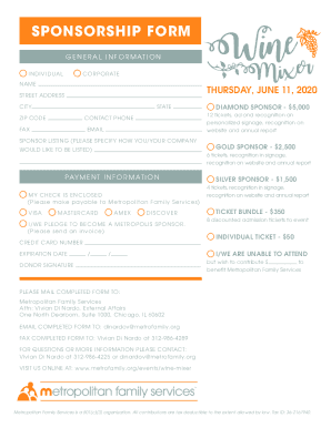 Fillable Online Sponsor Template Free Sponsorship Form Template ... Fax ...