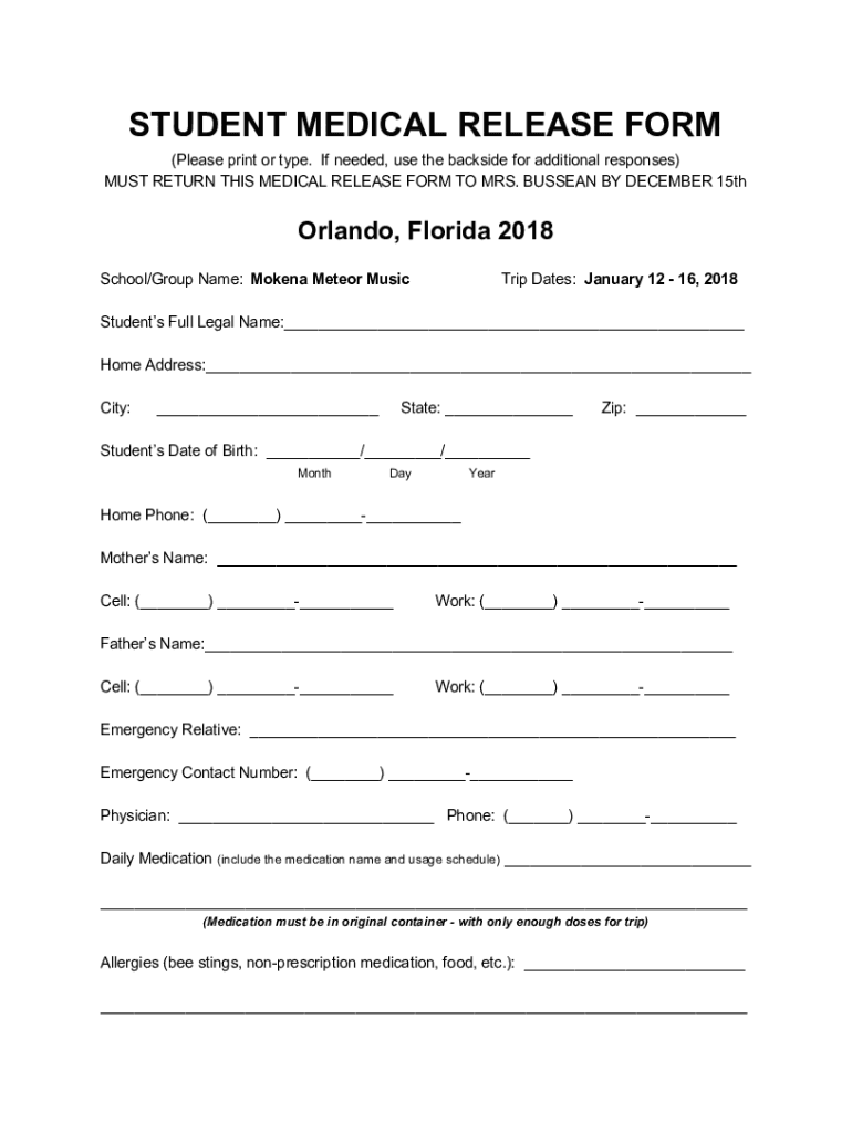 Fillable Online 10+ Medical Release Forms - Free Sample, Example ...