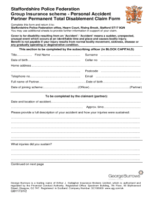 Fillable Online staffordshire polfed Staffordshire partner PA claim ...