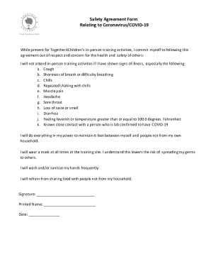 Fillable Online Safety Agreement Form Fax Email Print - pdfFiller