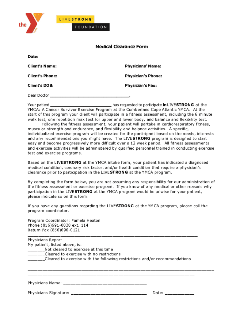 Fillable Online 22 Printable medical clearance form for work Templates ...