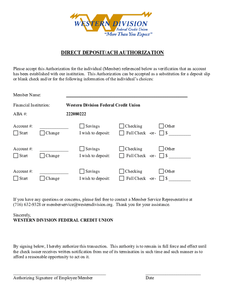 Fillable Online DIRECT DEPOSIT/ACH AUTHORIZATION Fax Email Print ...
