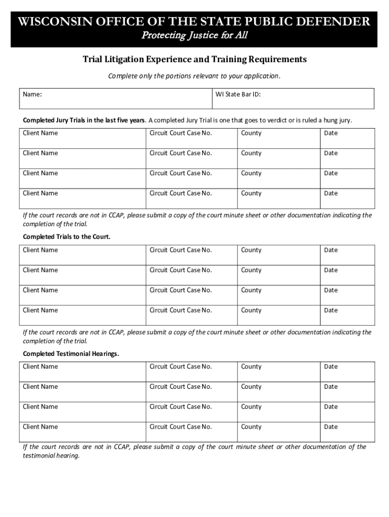 Fillable Online Protecting Justice for All - Wisconsin Public Defender Fax Email Print - pdfFiller
