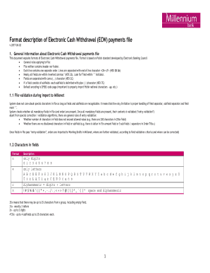 Fillable Online Format description of Electronic Cash Withdrawal (ECW ...