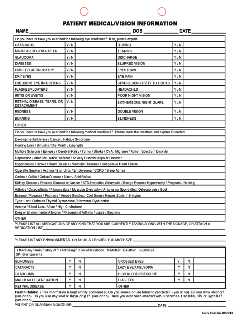 Fillable Online patient med info form 140346 Fax Email Print - pdfFiller