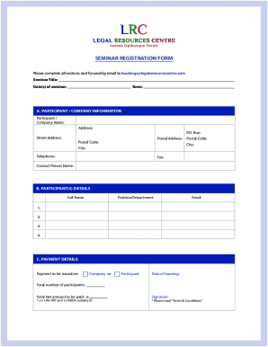 Fillable Online LRC SEMINAR REGIGTRATION FORM Fax Email Print - pdfFiller