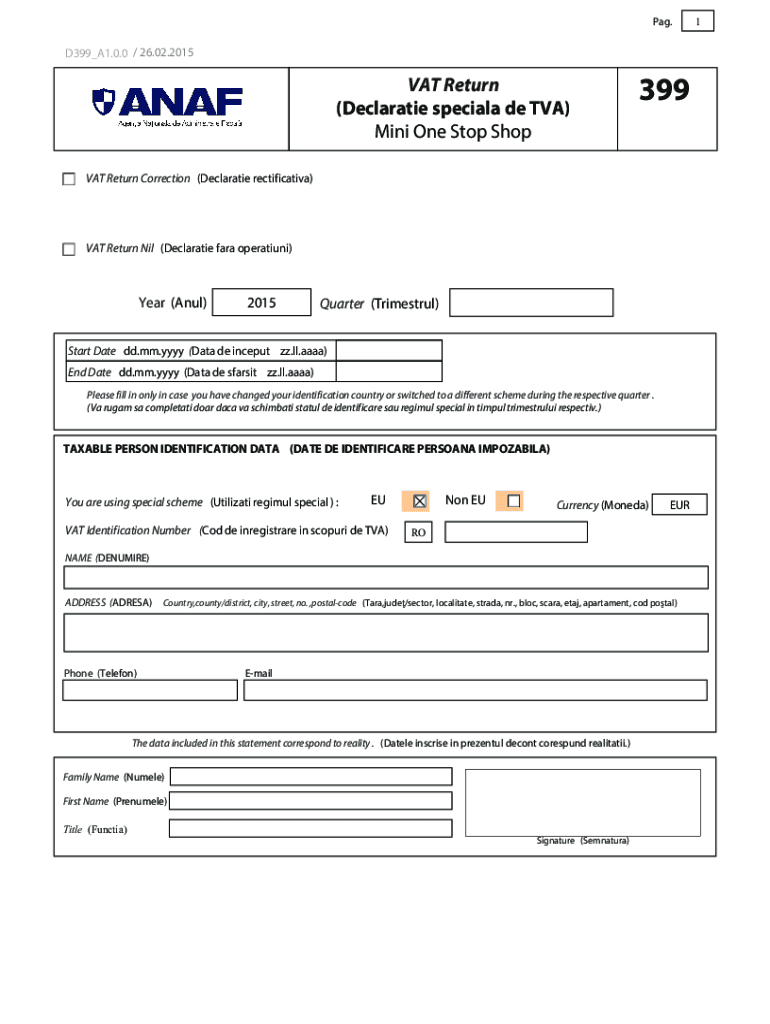 Fillable Online Cerere de nregistrare n scopuri de tax pe 099 - ANAF ...