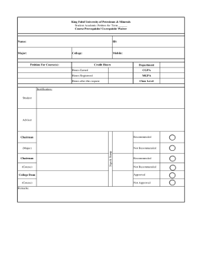 Fillable Online PreReq-CoReq Waiver Form.xlsx Fax Email Print - pdfFiller