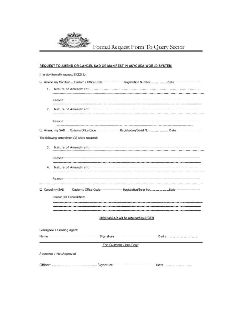 Fillable Online Formal REquest Form To query Sector Fax Email Print ...
