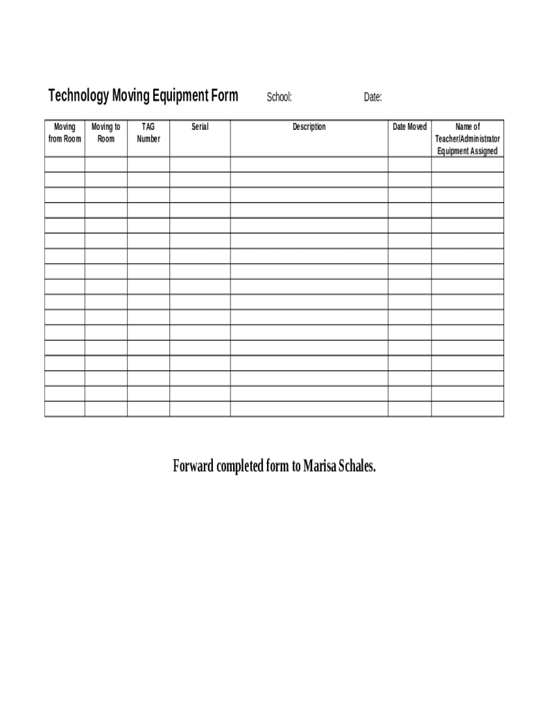 Moving Equipment Doc Template | pdfFiller