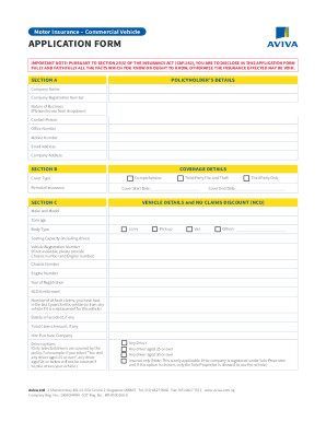 Fillable Online Aviva Commercial Vehicle Insurance Application Form Fax ...