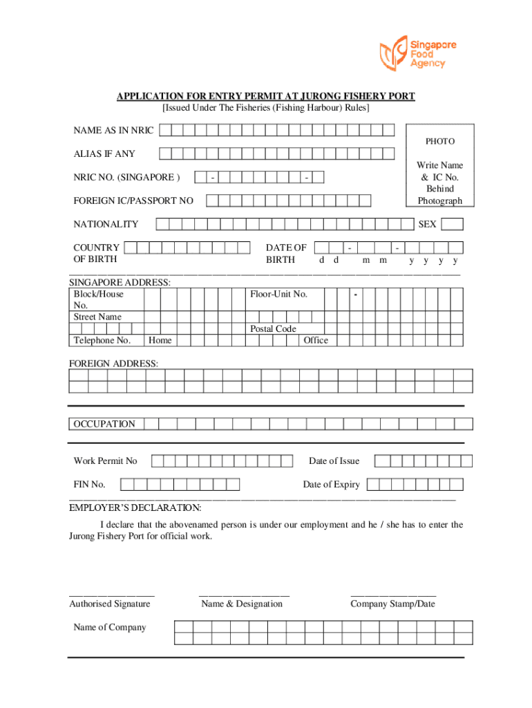 Jurong Fishery Port Registration - Fill Online, Printable, Fillable ...
