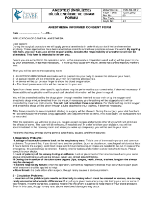 Fillable Online ANESTHESIA INFORMED CONSENT FORM Fax Email Print ...