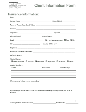 Fillable Online LPS Client Information Form - LPS Counseling Fax Email ...