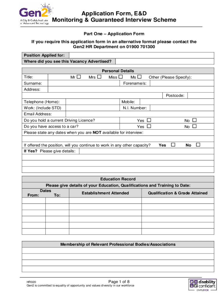 Fillable Online gen2 ac Guaranteed Interview Scheme form Fax Email ...