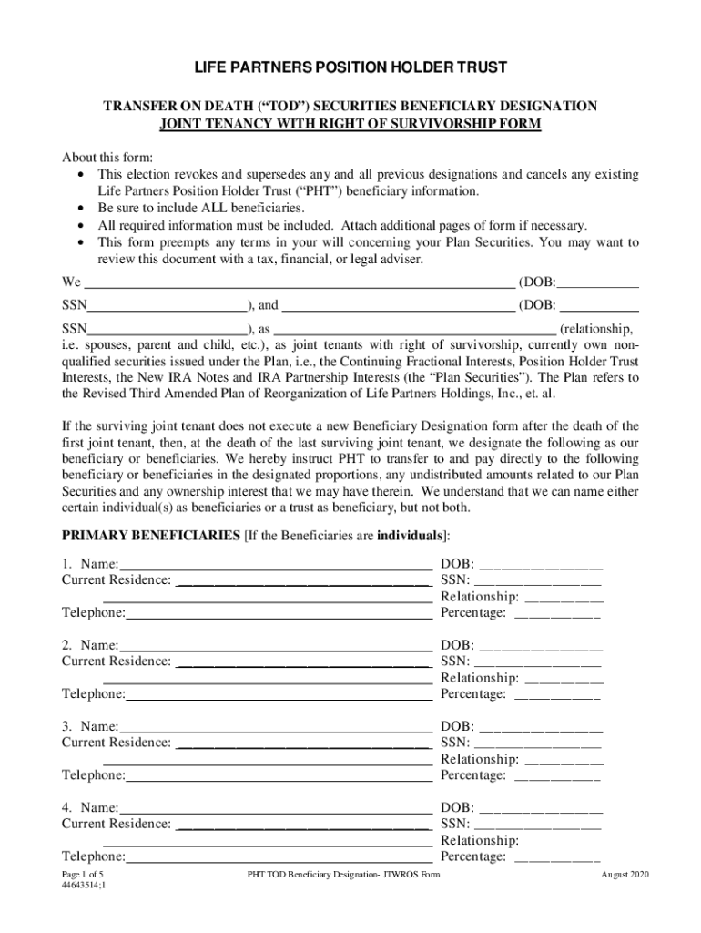 Fillable Online Naming a TOD Beneficiary for Stocks and BondsNolo Fax ...