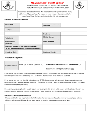Fillable Online MEMBERSHIP FORM 2020/21 Fax Email Print - pdfFiller