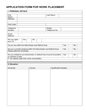 Fillable Online Legal Services Work Placement Application Form ...