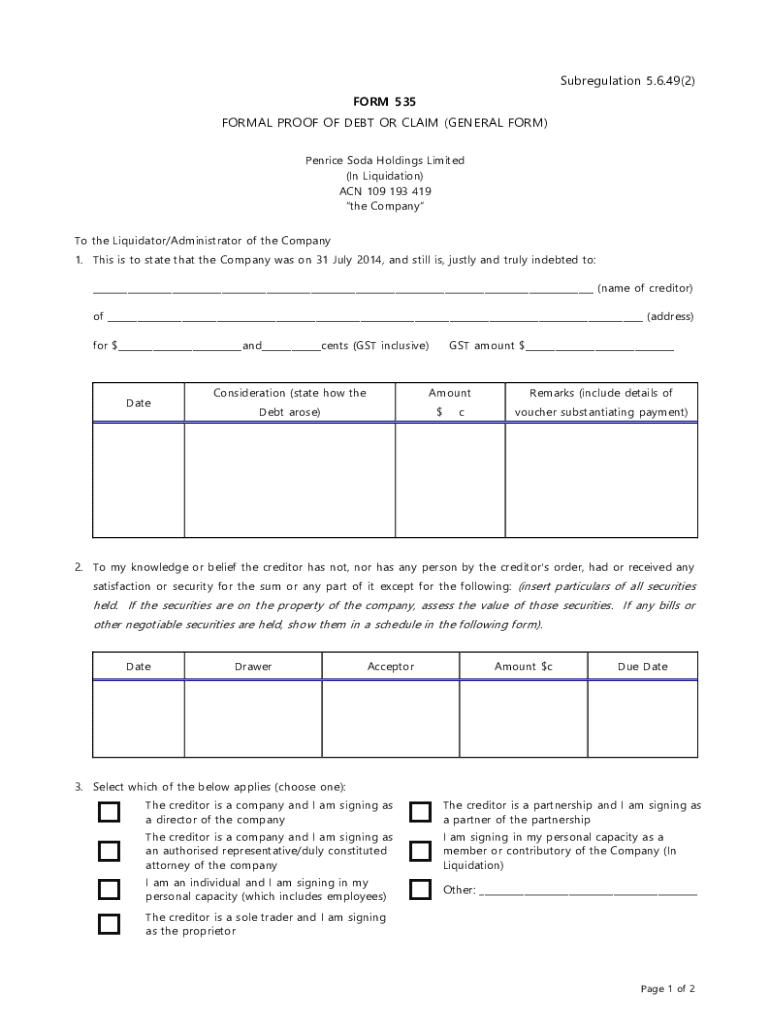 Fillable Online FORM 535 subregulation 5.6.49(2) Corporations Act 2001 ...