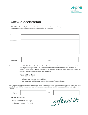 Fillable Online Charity Gift Aid Declarationmultiple donationCharity ...