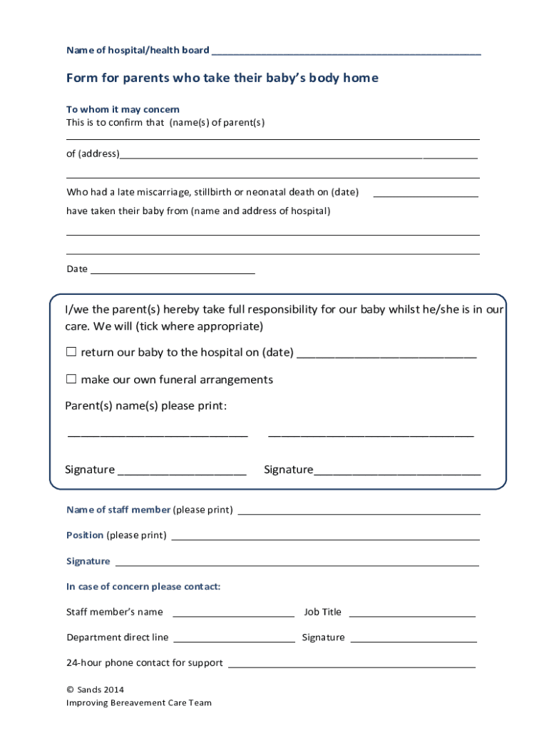 Fillable Online Taking Your baby Home form D2a (2).docx Fax Email Print ...
