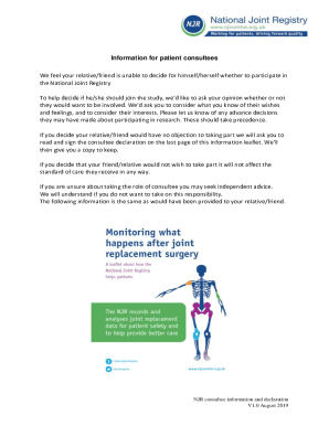 Fillable Online National Joint Registry: Patient Consultee Declaration ...