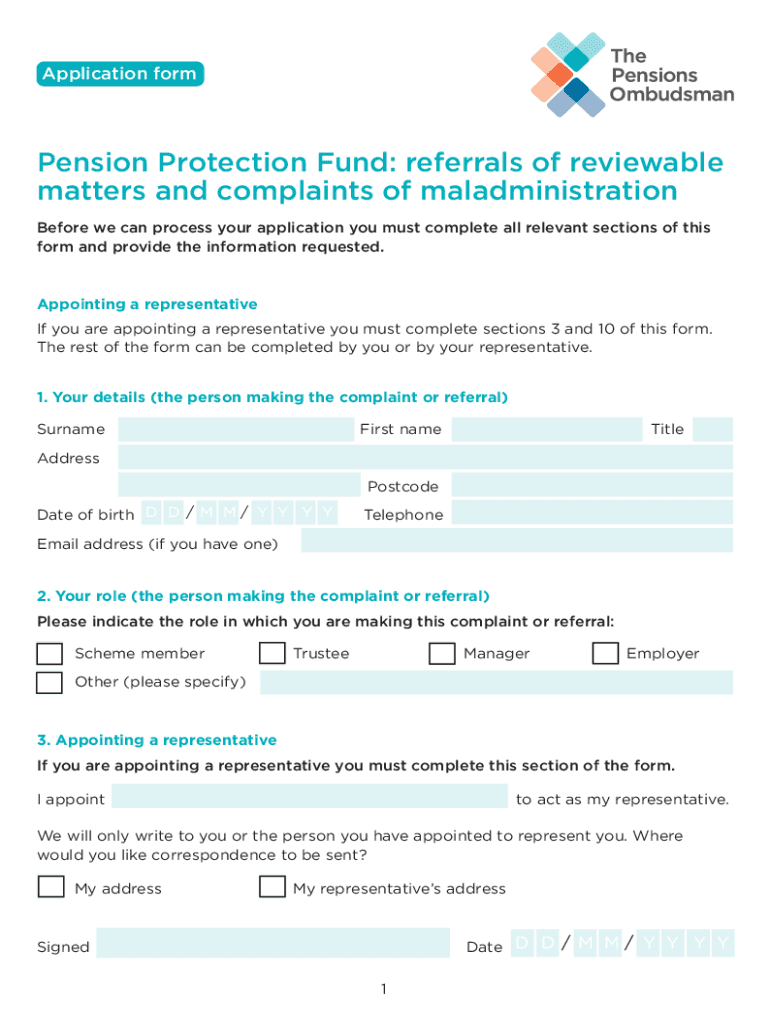 Fillable Online Fillable Online Pension Protection Fund: referrals of ...