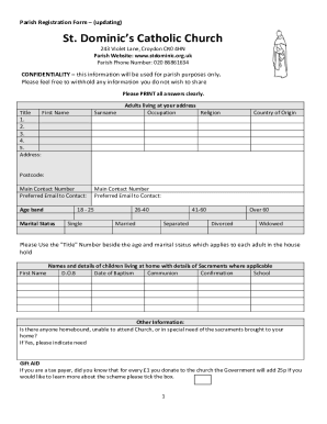 Fillable Online (updating) St. Dominics Catholic Church Fax Email Print ...