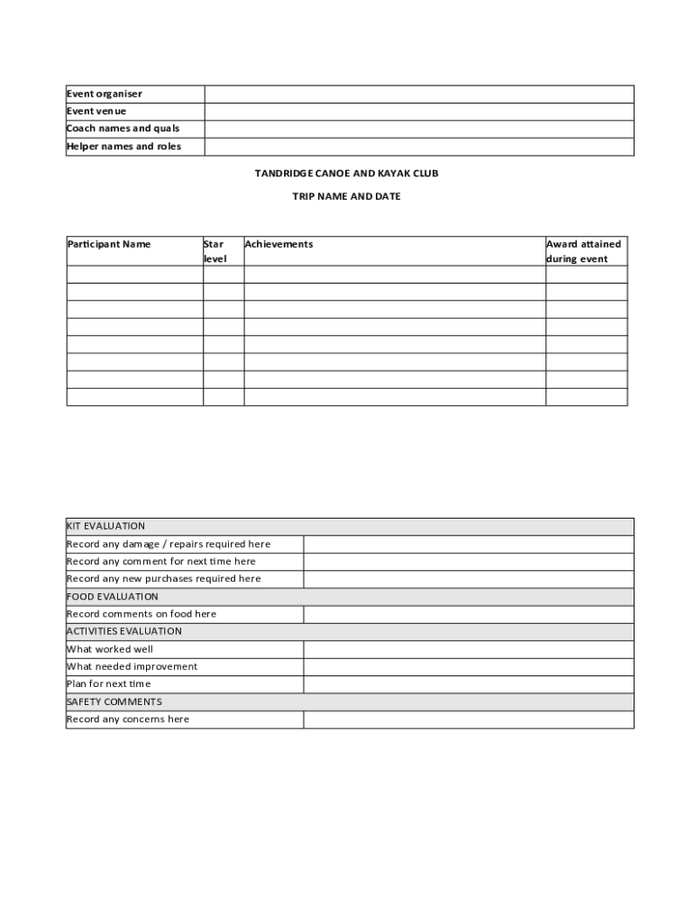 Fillable Online 6. Trips - evaluation form Fax Email Print - pdfFiller