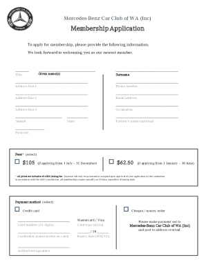 Fillable Online Membership Application - Mercedes-Benz Car Club of ...