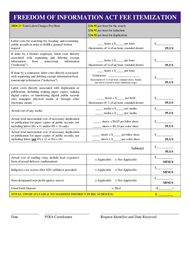 Fillable Online madisonschools k12 mi Freedom of Information Act ...