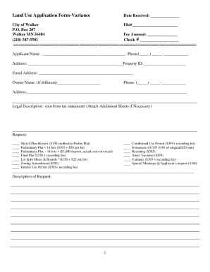 Fillable Online Land Use Application Form-Variance Fax Email Print ...