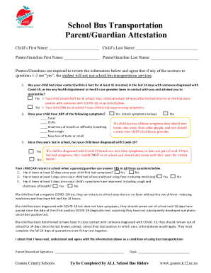 Fillable Online K-12 Parent/ Guardian School Transportation Agreement ...