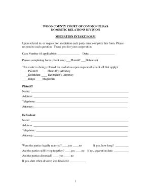 Fillable Online PDF Wood County Domestic Relations Court Mediation ...