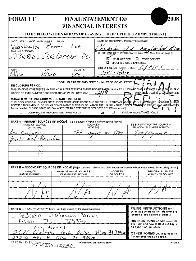 Fillable Online docs lee 1 Confidential Financial Disclosure Form for ...