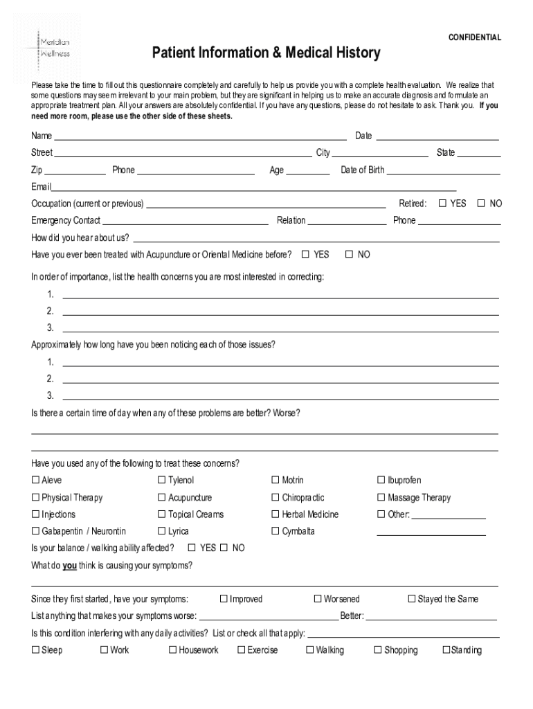 Fillable Online Fill - Free fillable Medical History Questionnaire PDF ...