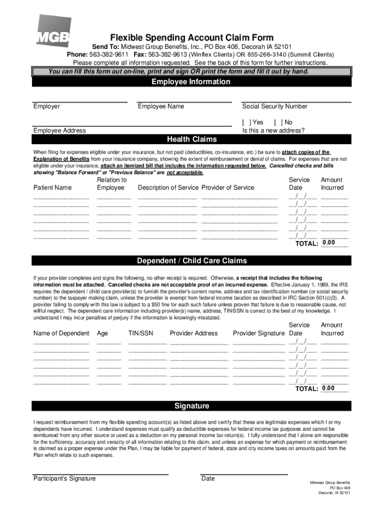 Fillable Online Flex Claim Form.xls Fax Email Print - pdfFiller