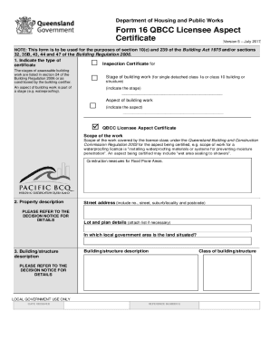 Fillable Online Department of Housing and Public Works Form 16 QBCC ...
