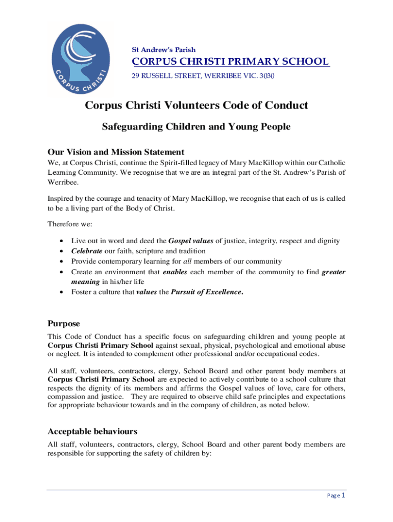 Fillable Online Corpus Christi Primary School - 29 Russell Street ... Fax Email Print - pdfFiller