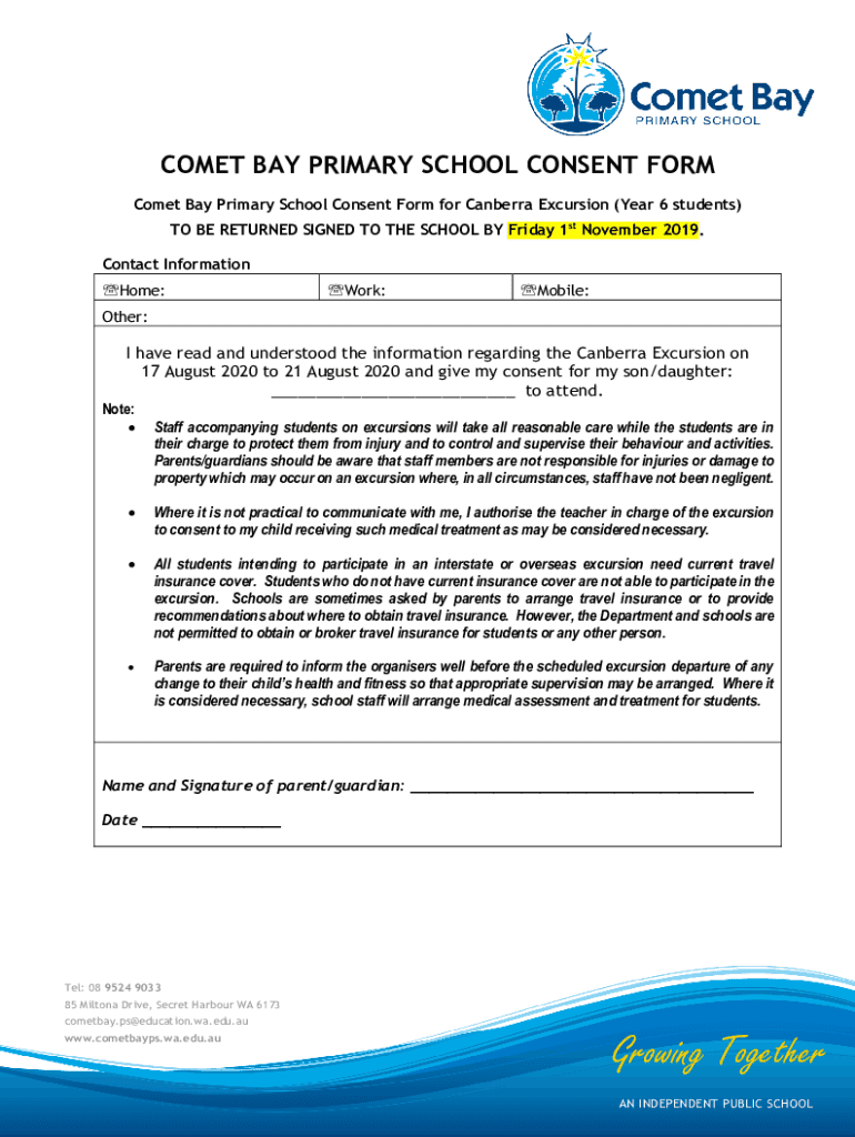 Fillable Online Comet Bay Primary SchoolThe website for Comet Bay ...