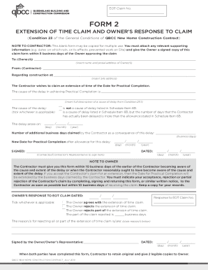 Fillable Online EXTENSION OF TIME CLAIM AND OWNERS RESPONSE TO CLAIM ...