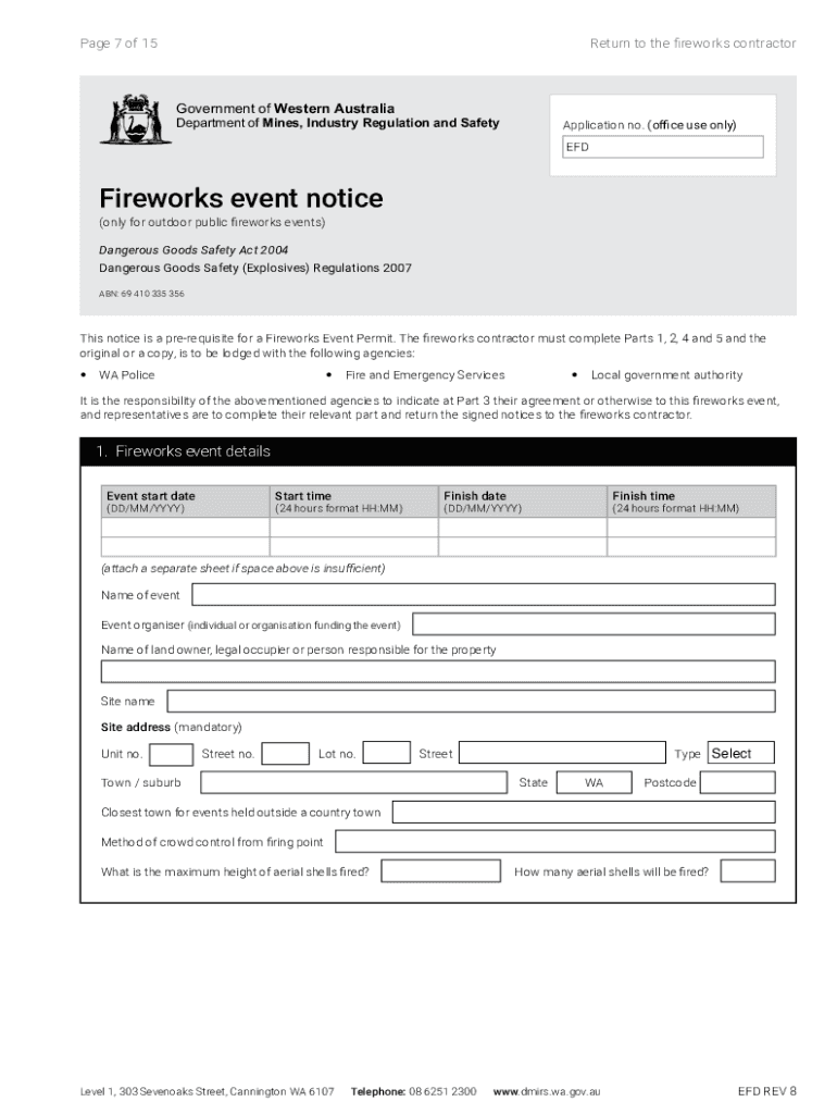 Fillable Online Application for a fireworks event permit - form ...